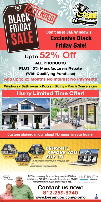 Black Friday Sale, Faerber's Bee Window, Inc, Fishers, IN