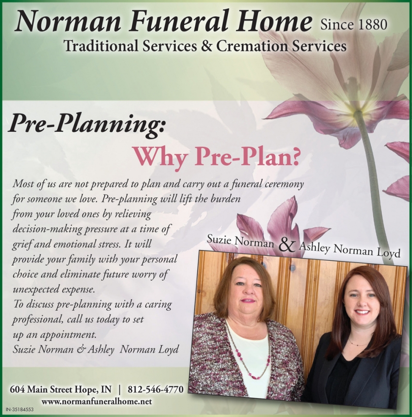 Pre-Planning: Why Pre-Plan?, Norman Funeral Home , Hope, IN